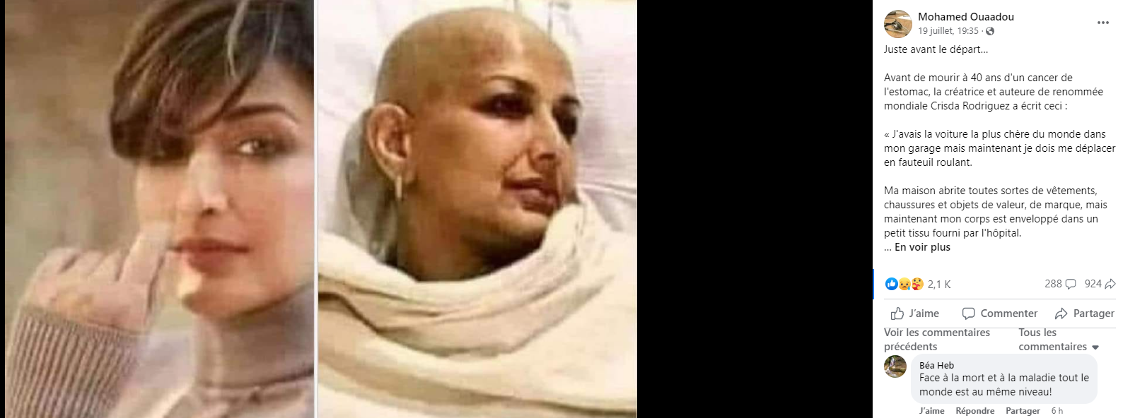 Ces photos montrent l’actrice Sonali Bendre et non Crisda Rodriguez ...